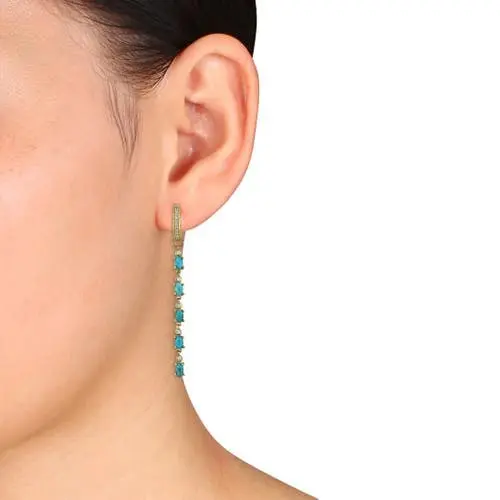 JULIANNA B. Linear Drop Earrings With And White Sapphire