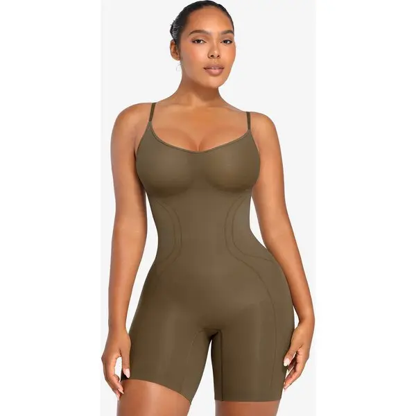 SHAPELLX Seamless Smoothing Bodysuit - Moss Brown