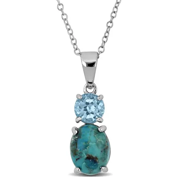 JULIANNA B. Two-stone Pendant Necklace - Turquoise