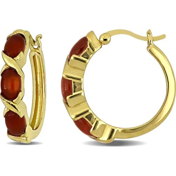 JULIANNA B. Yellow Plated Sterling Silver Agate Hoop Earrings - Agathe