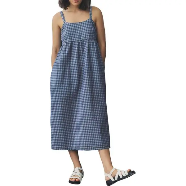 NEXT Gingham Sleeveless Denim Midi Dress