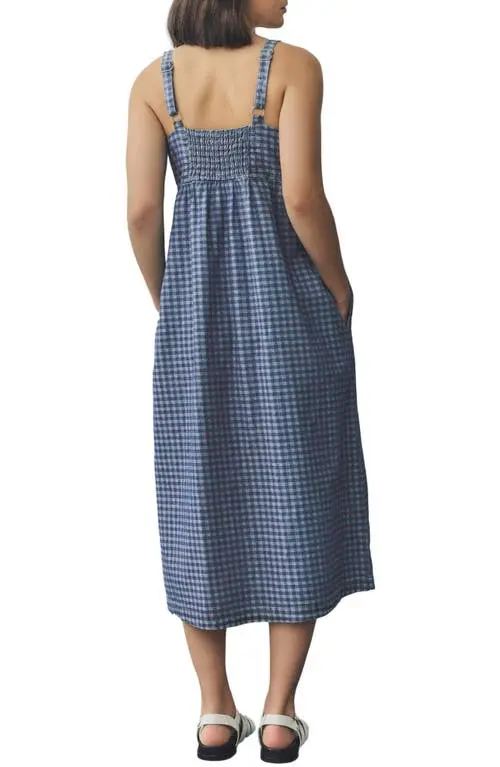 NEXT Gingham Sleeveless Denim Midi Dress