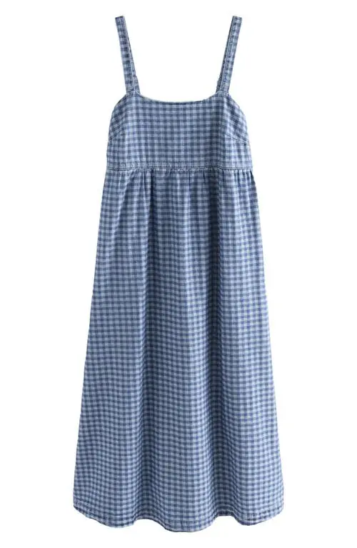 NEXT Gingham Sleeveless Denim Midi Dress