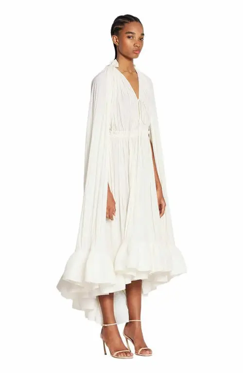 LANVIN Long Charmeuse Ruffle Dress - Off White