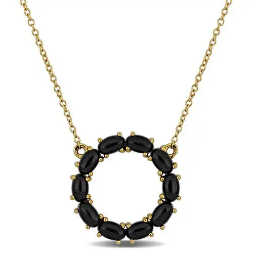 JULIANNA B. Necklace Yellow Plated Sterling Silver Black - Onyx