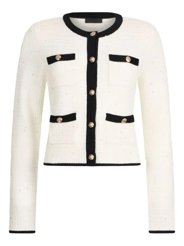 Liu Jo Trimmed Jacket With Gold-tone Buttons - Latte Nero