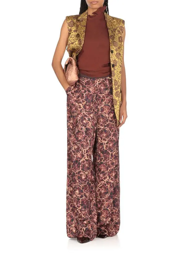 Dries Van Noten Floral Print Trousers - Purple
