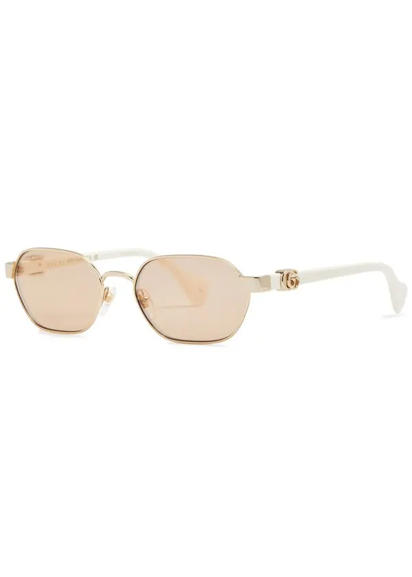 Gucci Eyewear Oval-frame Sunglasses - Gold