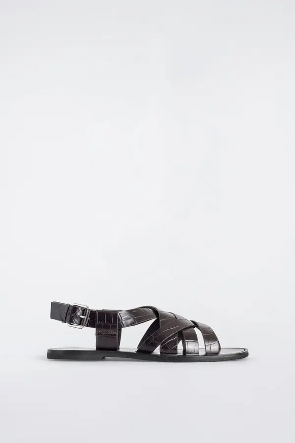Cos Woven Leather Fisherman Sandals - Brown