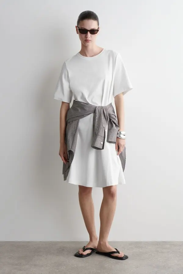 cos a line shirt dress A-Line Mini T-Shirt - White What a Way to The womenswear team explore Color:Canary halter neck dress