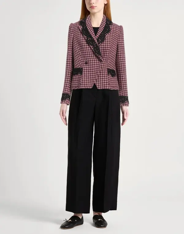CRISTINAEFFE Double-breasted Houndstooth Tweed Blazer - Purple