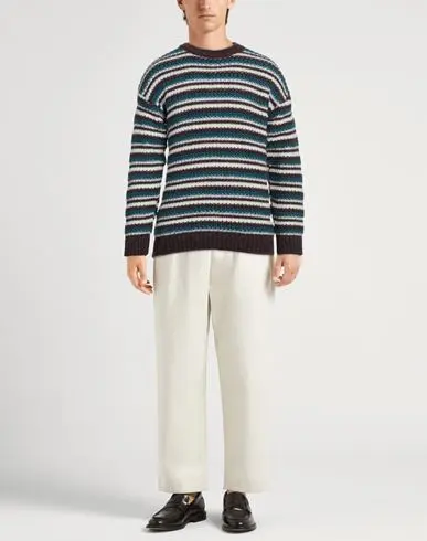 TAKESHY KUROSAWA Striped Heavy Knit Crewneck Sweater