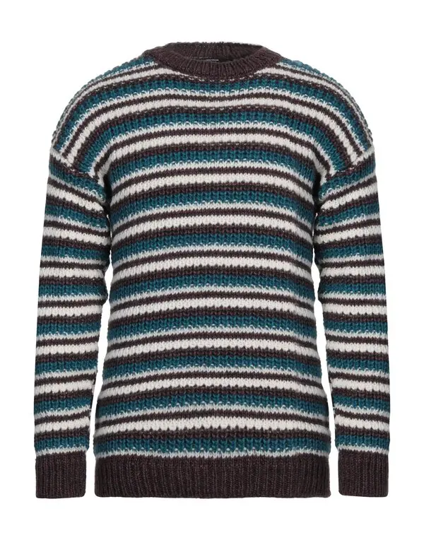 TAKESHY KUROSAWA Striped Heavy Knit Crewneck Sweater