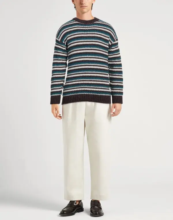 TAKESHY KUROSAWA Striped Heavy Knit Crewneck Sweater