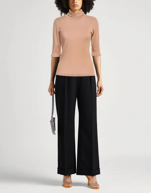 CARACTÈRE Wool Blend Turtleneck 3/4 Sleeve Top