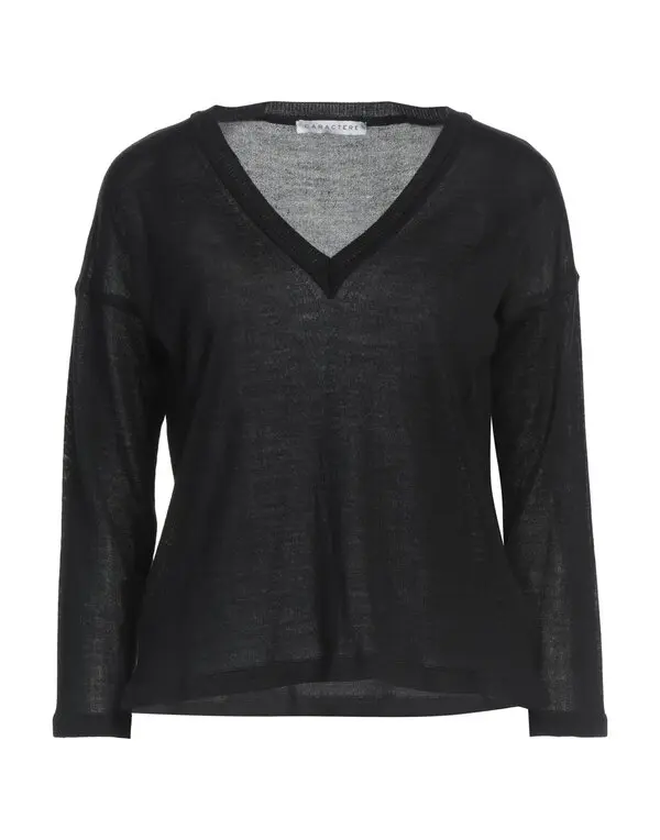 CARACTÈRE V-neck Knit Sweater - Black