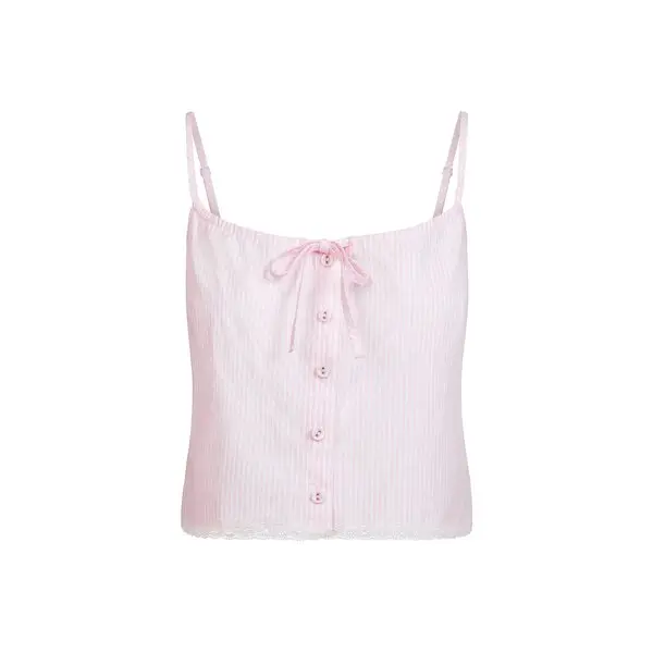SKIMS Cotton Poplin Sleep Cami - Cherry Blossom Stripe