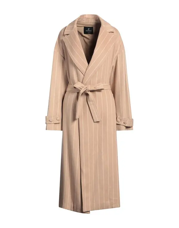 CRISTINAEFFE Felted Striped Belted Coat - Camel