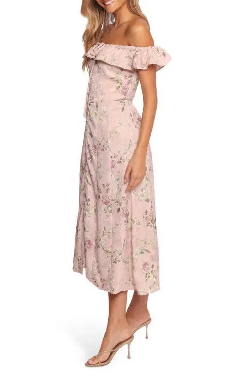 PETAL & PUP Floral Off-the-shoulder Midi Dress