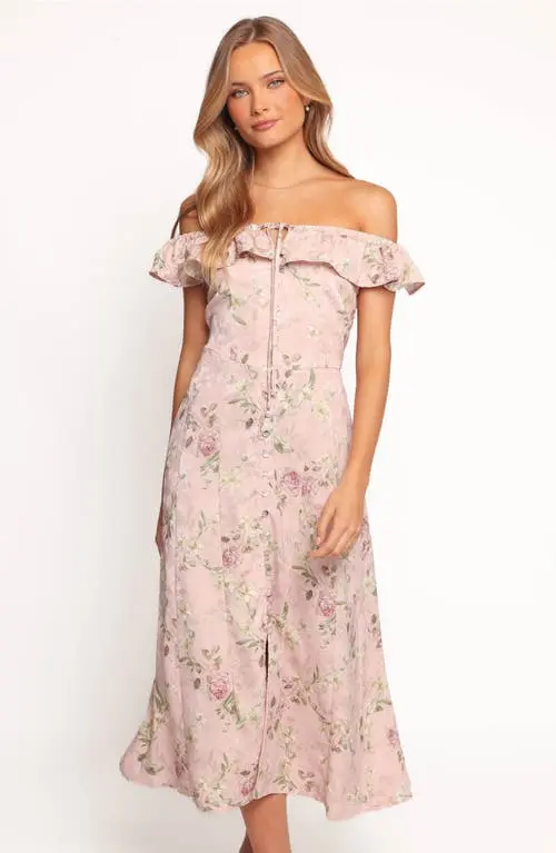 PETAL & PUP Floral Off-the-shoulder Midi Dress