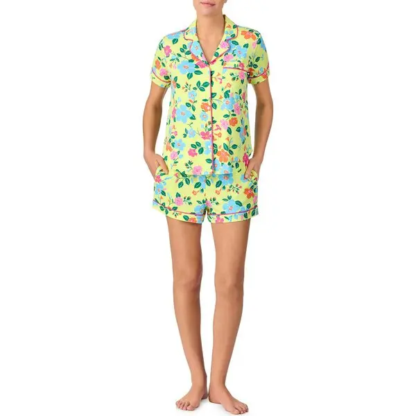 Kate Spade New York Print Short Pajamas - Yellow Green Flower