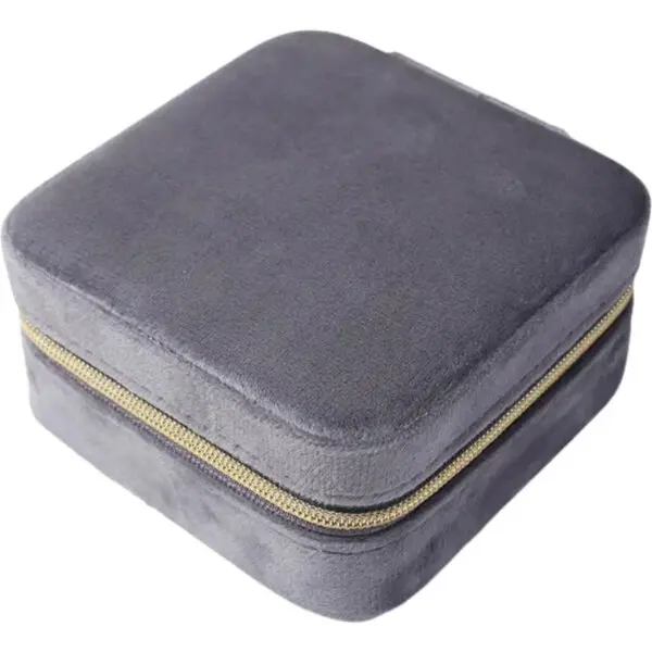 EMMA RAE Velvet Square Jewelry Case - Grey