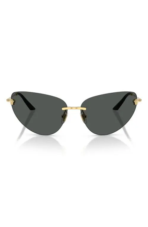 Versace 64mm Oversized Rimless Cat Eye Sunglasses - Gold/ Dark Grey