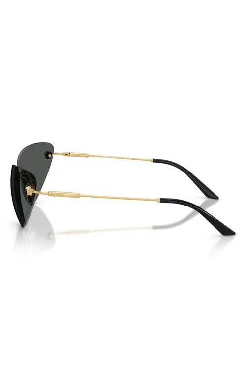Versace 64mm Oversized Rimless Cat Eye Sunglasses - Gold/ Dark Grey