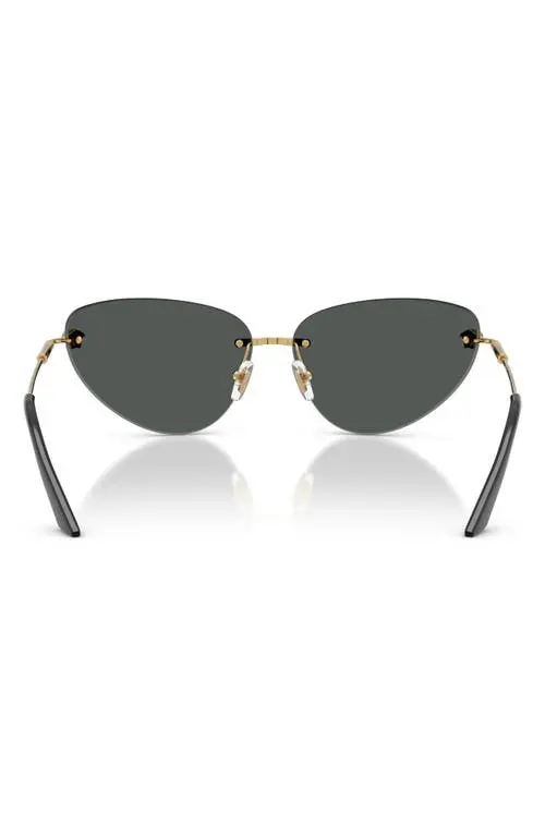 Versace 64mm Oversized Rimless Cat Eye Sunglasses - Gold/ Dark Grey