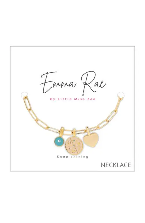 EMMA RAE Lucky Multi Charm Necklace - Blue