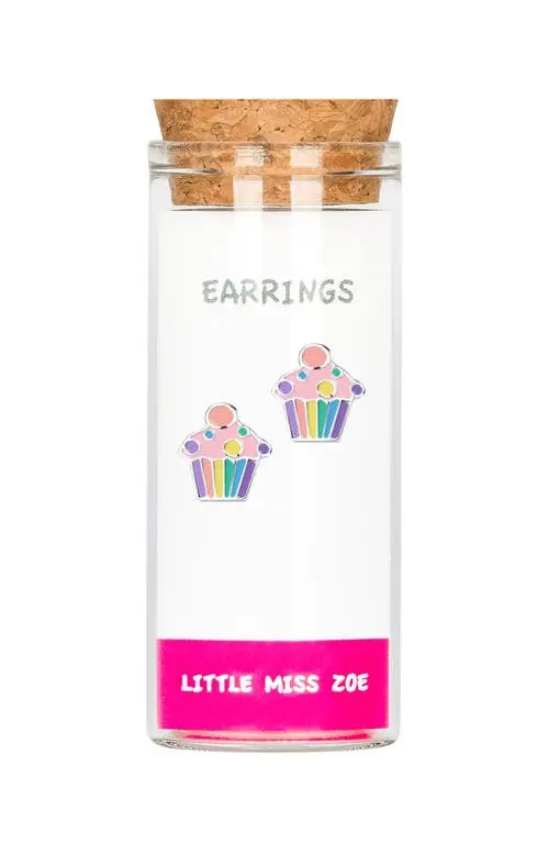 LITTLE MISS ZOE Cupcake Stud Earrings - Rainbow