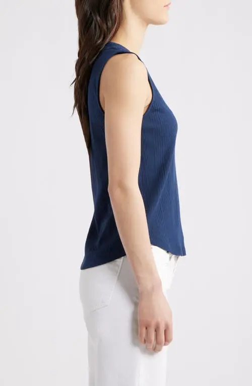 Wit & Wisdom V-neck Rib Tank - Navy