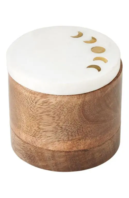 MATR BOOMIE Indukala Moon Phase Round Keepsake Boxwood, Marble - White/gold