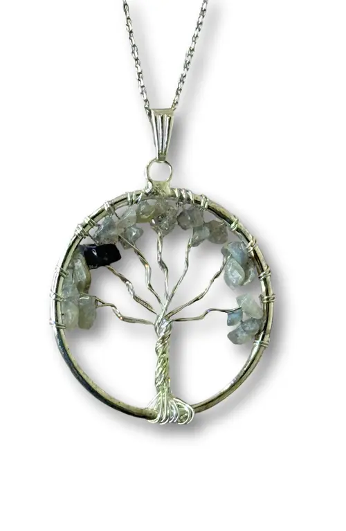 HUMANIST BEAUTY Tree Of Life Gemstone Pendant Necklace - Labradorite