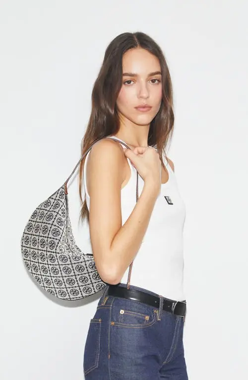 Tory Burch Small T Monogram Jacquard Balloon Bag - Tory Navy