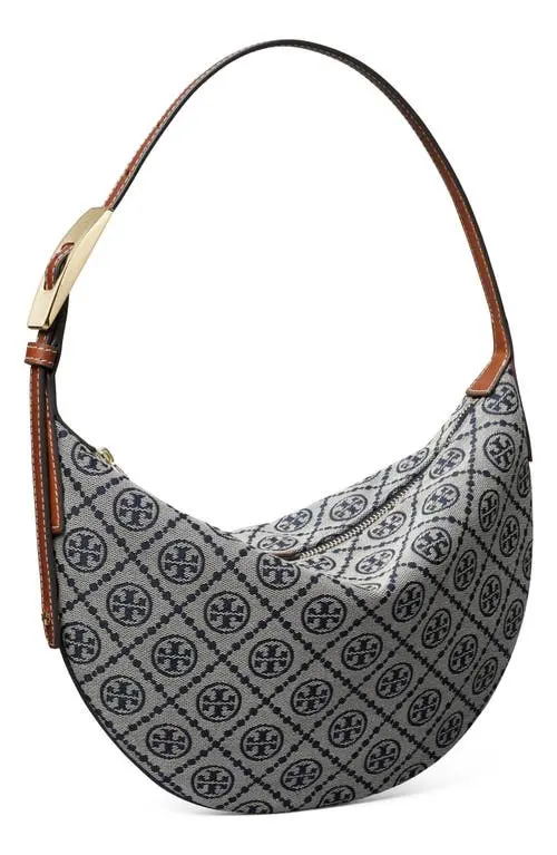 Tory Burch Small T Monogram Jacquard Balloon Bag - Tory Navy