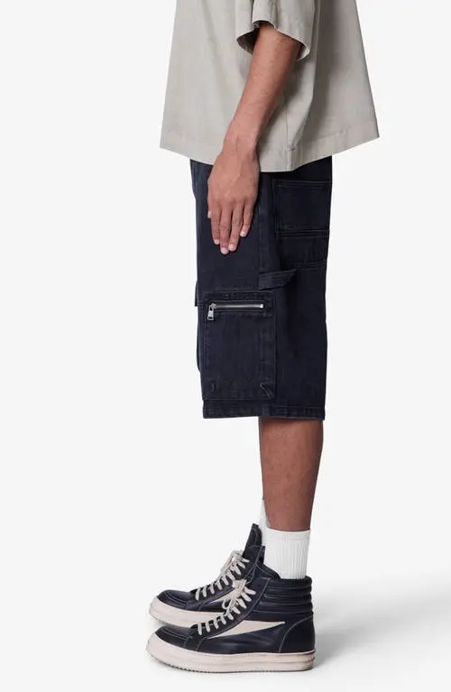 Mnml Baggy Zipper Denim Cargo Shorts