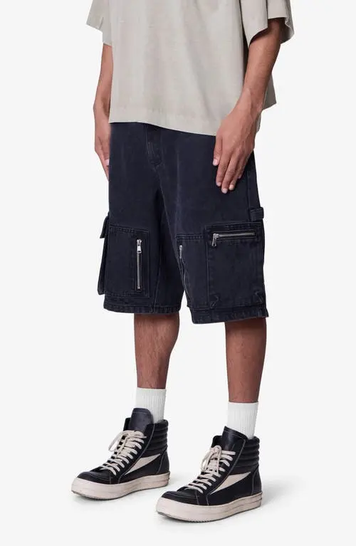 Mnml Baggy Zipper Denim Cargo Shorts