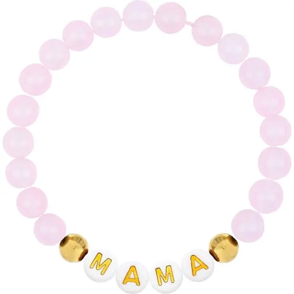 EMMA RAE 14k Gold Filled & Gemstone "mama" Beaded Bracelet - Pink