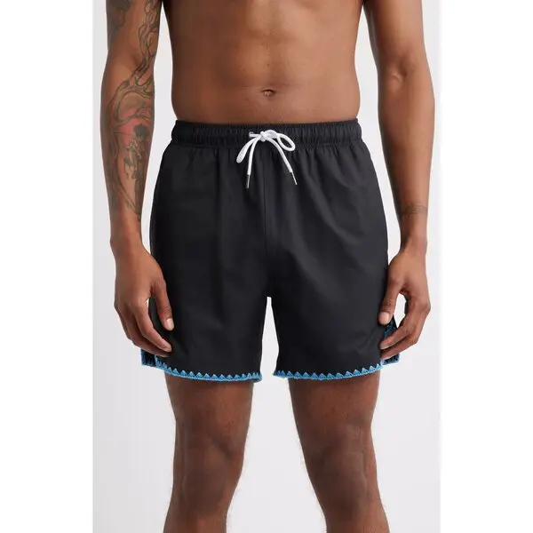 MAVRANS Stitch Waterproof Swim Trunks - Black/blue