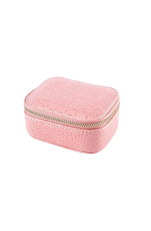 EMMA RAE Faux Leather Mini Jewelry Case - Pink