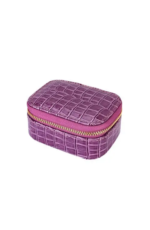 EMMA RAE Faux Leather Mini Jewelry Case - Purple