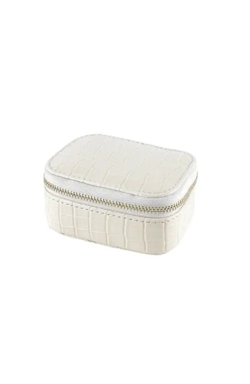 EMMA RAE Faux Leather Mini Jewelry Case - White