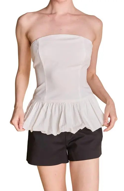 Endless Rose Strapless Bubble Hem Peplum Top