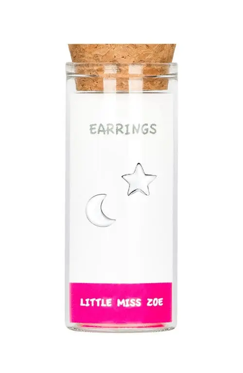 LITTLE MISS ZOE Moon And Star Stud Earrings - Silver