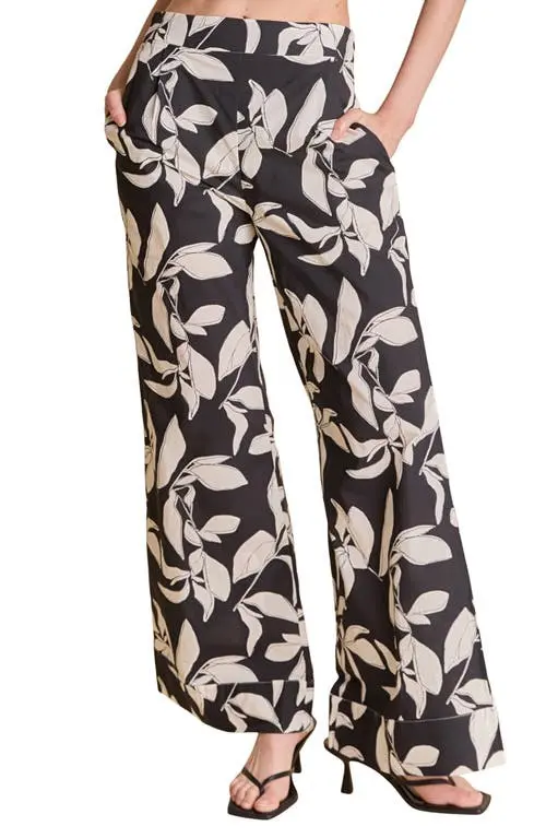 English Factory High Waist Wide Leg Pants - Black/ White