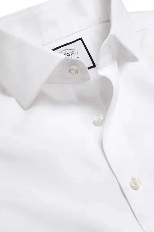 CHARLES TYRWHITT Non-iron Poplin Cutaway Slim Fit Shirt Single Cuff - White