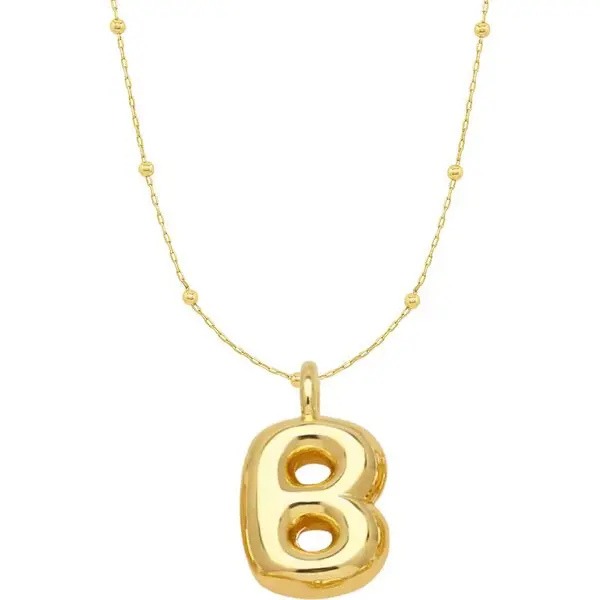 EMMA RAE 14k Gold Plated Bubble Initial Pendant Necklace - Letter B