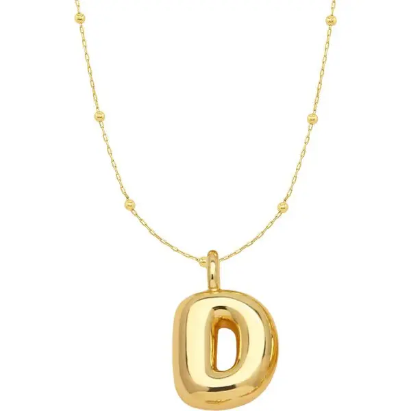 EMMA RAE 14k Gold Plated Bubble Initial Pendant Necklace - Letter D