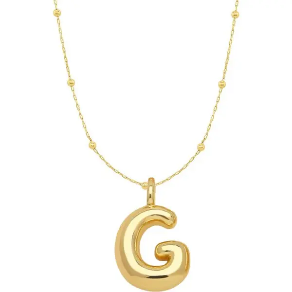 EMMA RAE 14k Gold Plated Bubble Initial Pendant Necklace - Letter G